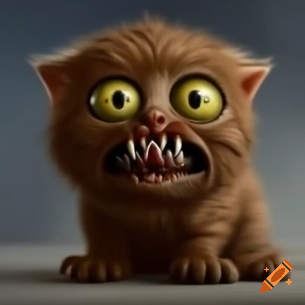 Cute three-eyed kitten with frizzy fur and innocent expression in Tim ...