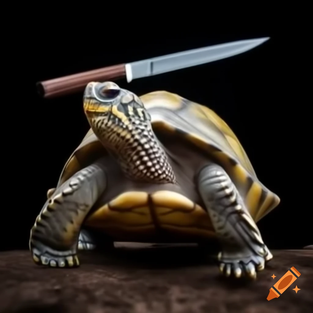 Turtle with a beard and moon on its back standing on two legs with a ...