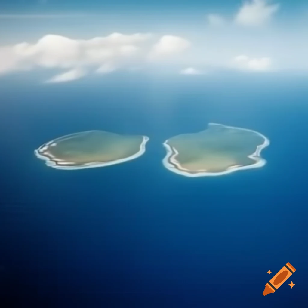 Two small islands near mainland in the sea on Craiyon