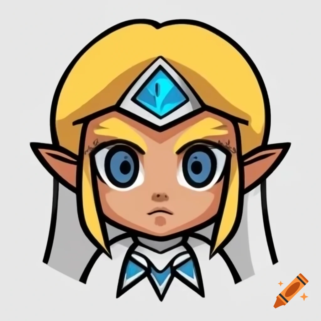 Princess zelda in dark colors with big eyes, themed design on Craiyon