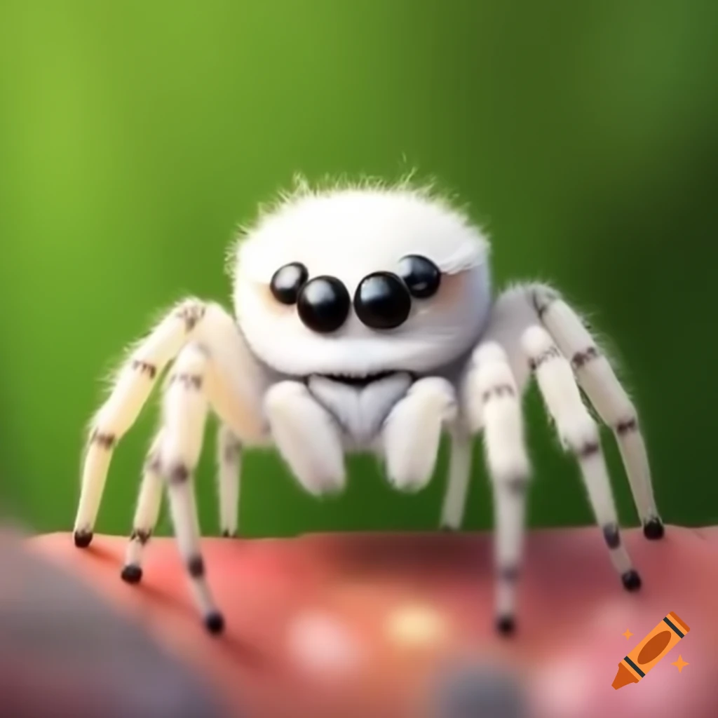 Small white jumping spider on Craiyon