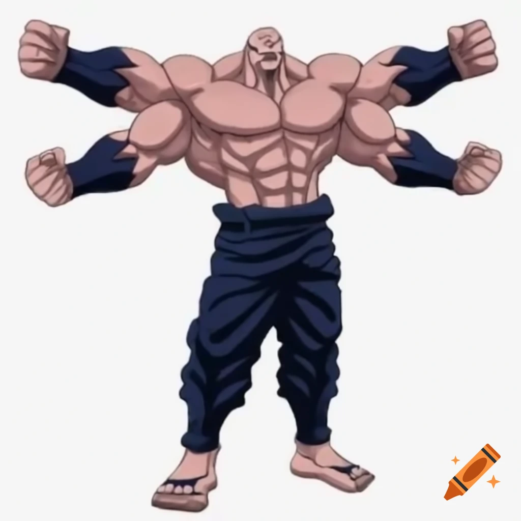 Representation of Mahoraga from Jujutsu Kaisen with four arms on Craiyon