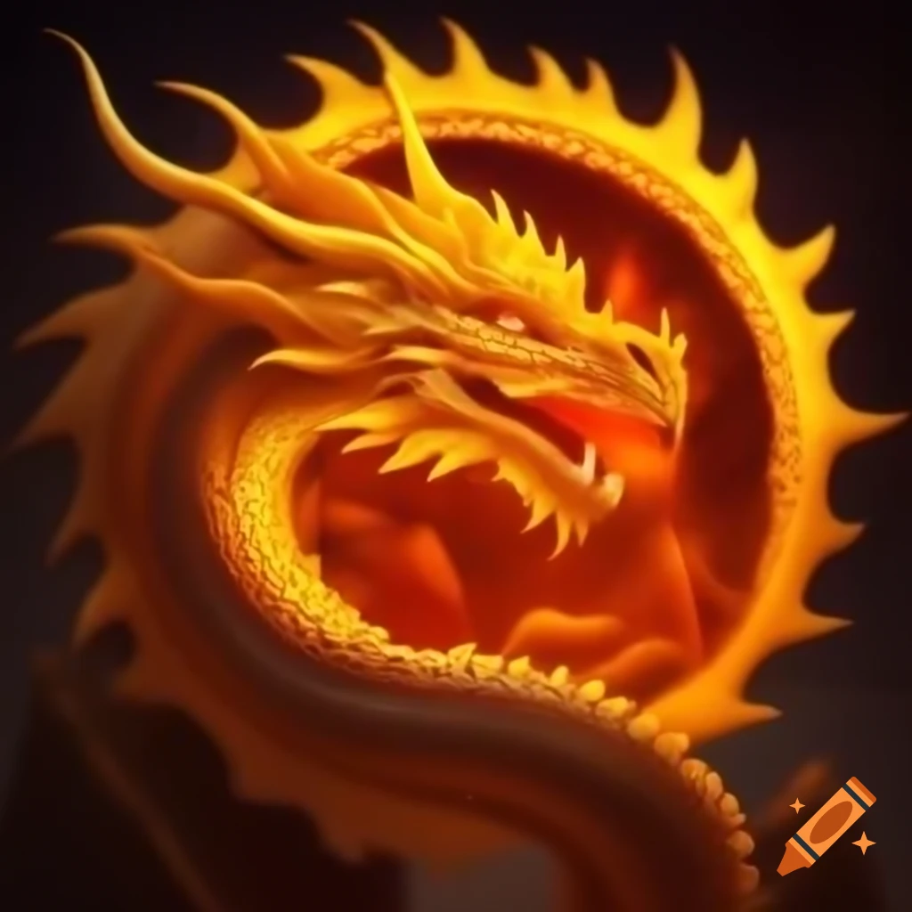 Mythical sun dragon illustration on Craiyon