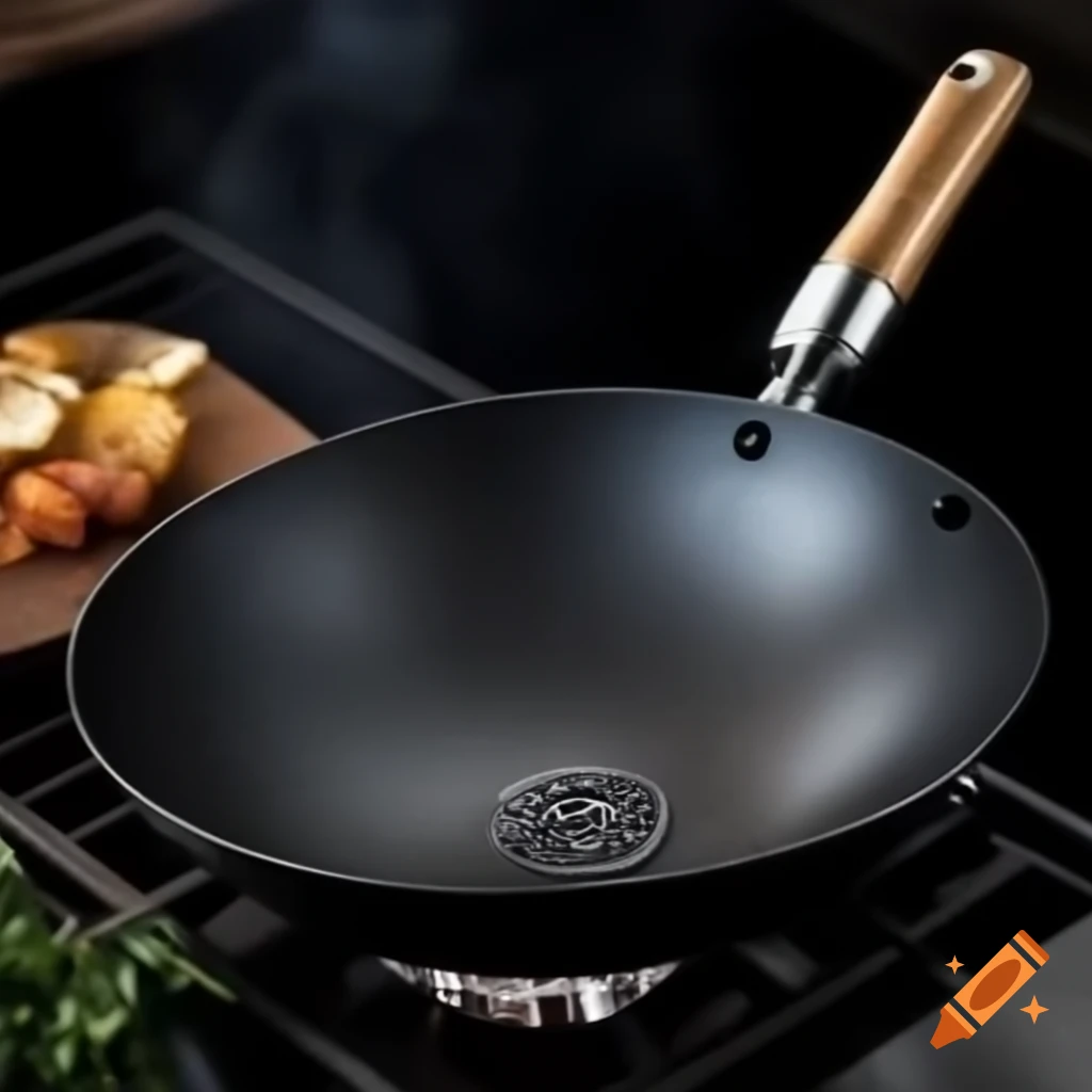 Authentic hammered carbon wok on Craiyon
