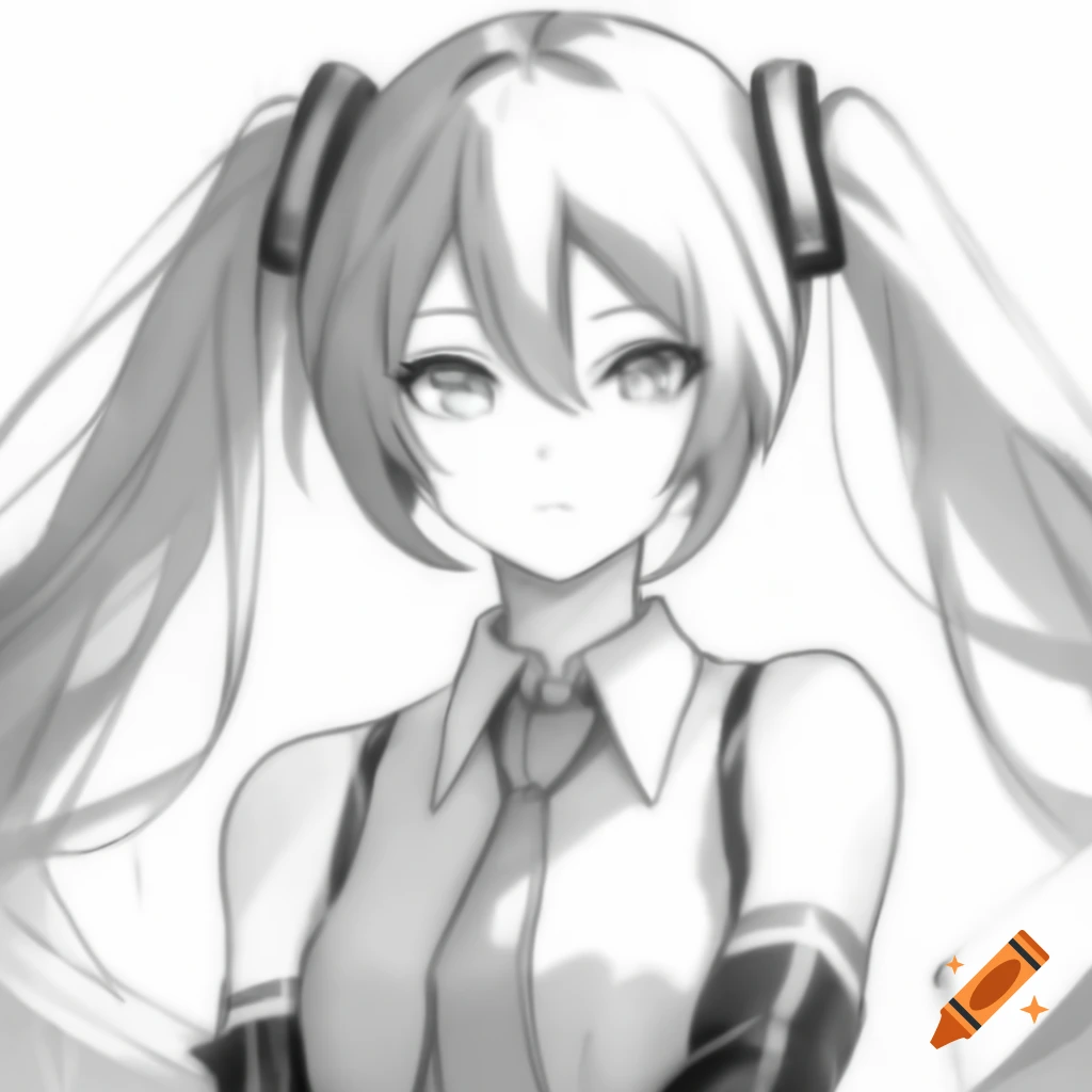 Pencil sketch of Hatsune Miku showcasing her vibrant energy in ...