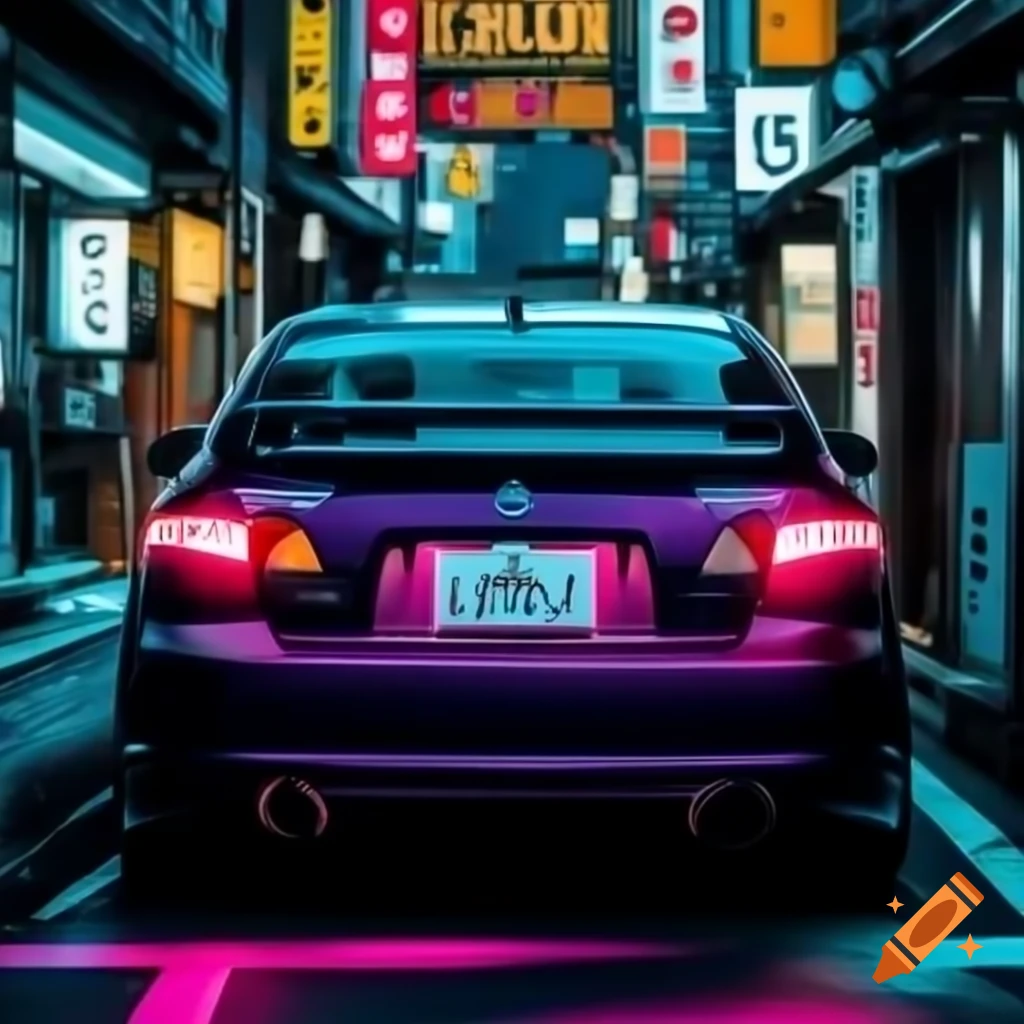 2005 acura tsx in neon-lit streets of japan on Craiyon