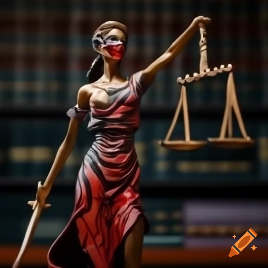 Figure of justice with blood tears, text 'save democracy' and 'save ...