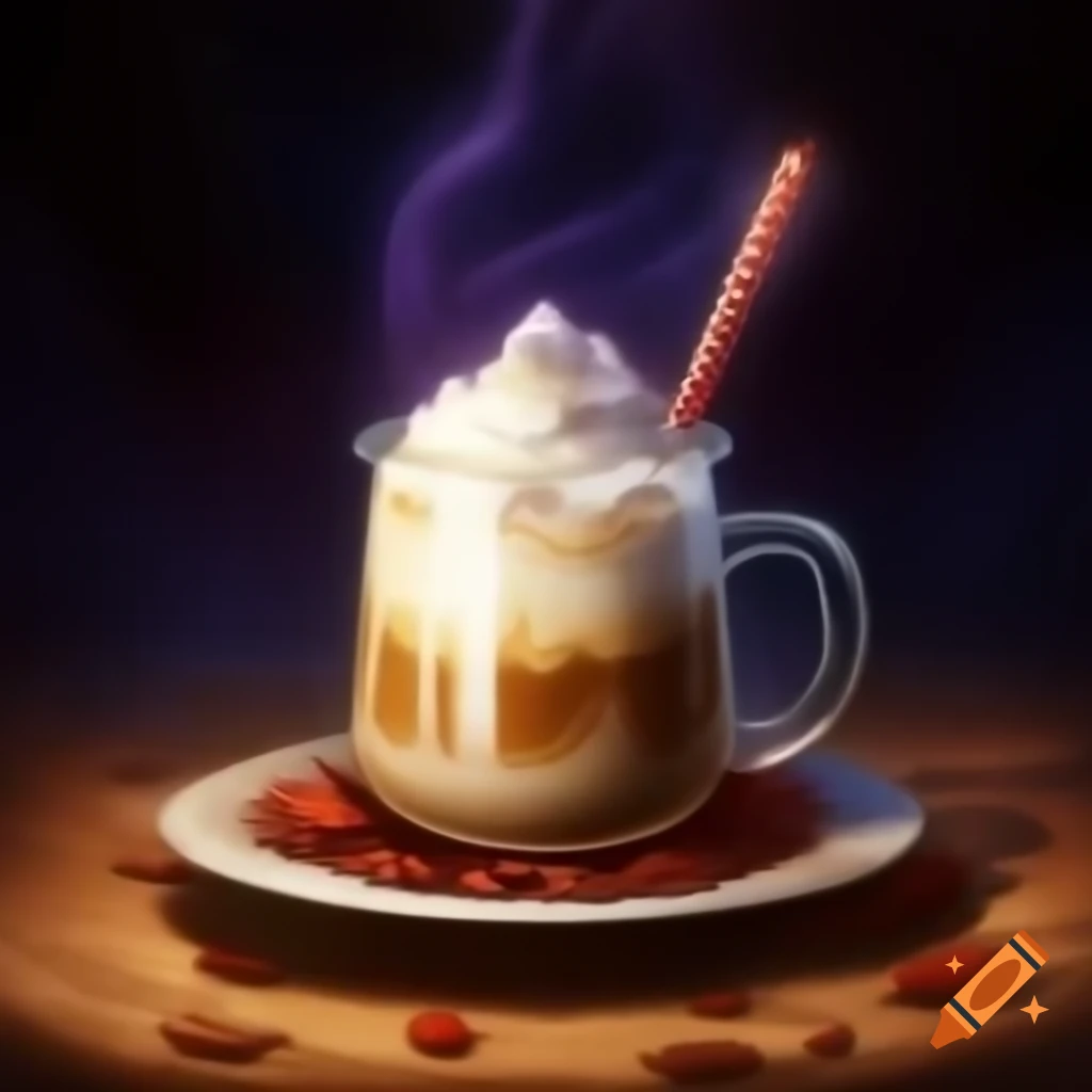 Fantasy potion designed as an iced latte with magical time travel ...
