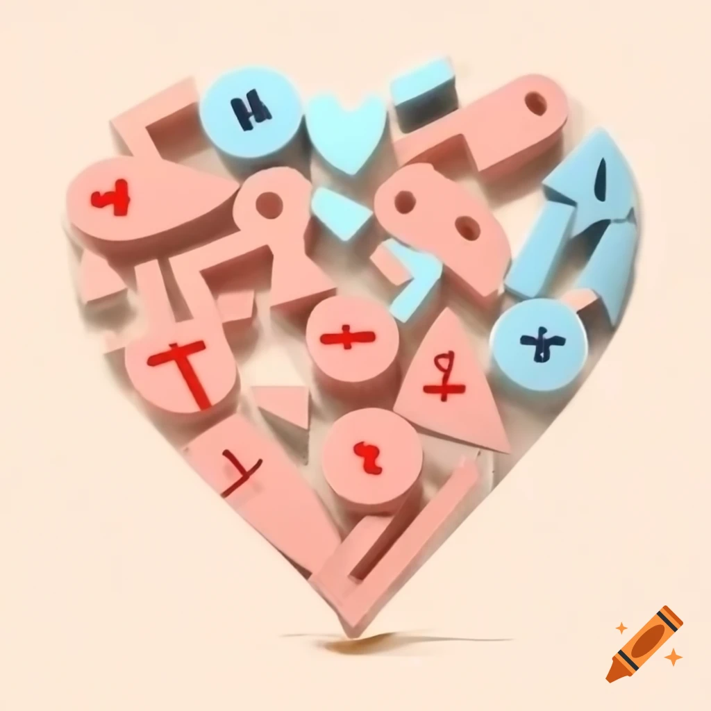 Creative representation of 'I love math' using shapes and math symbols ...