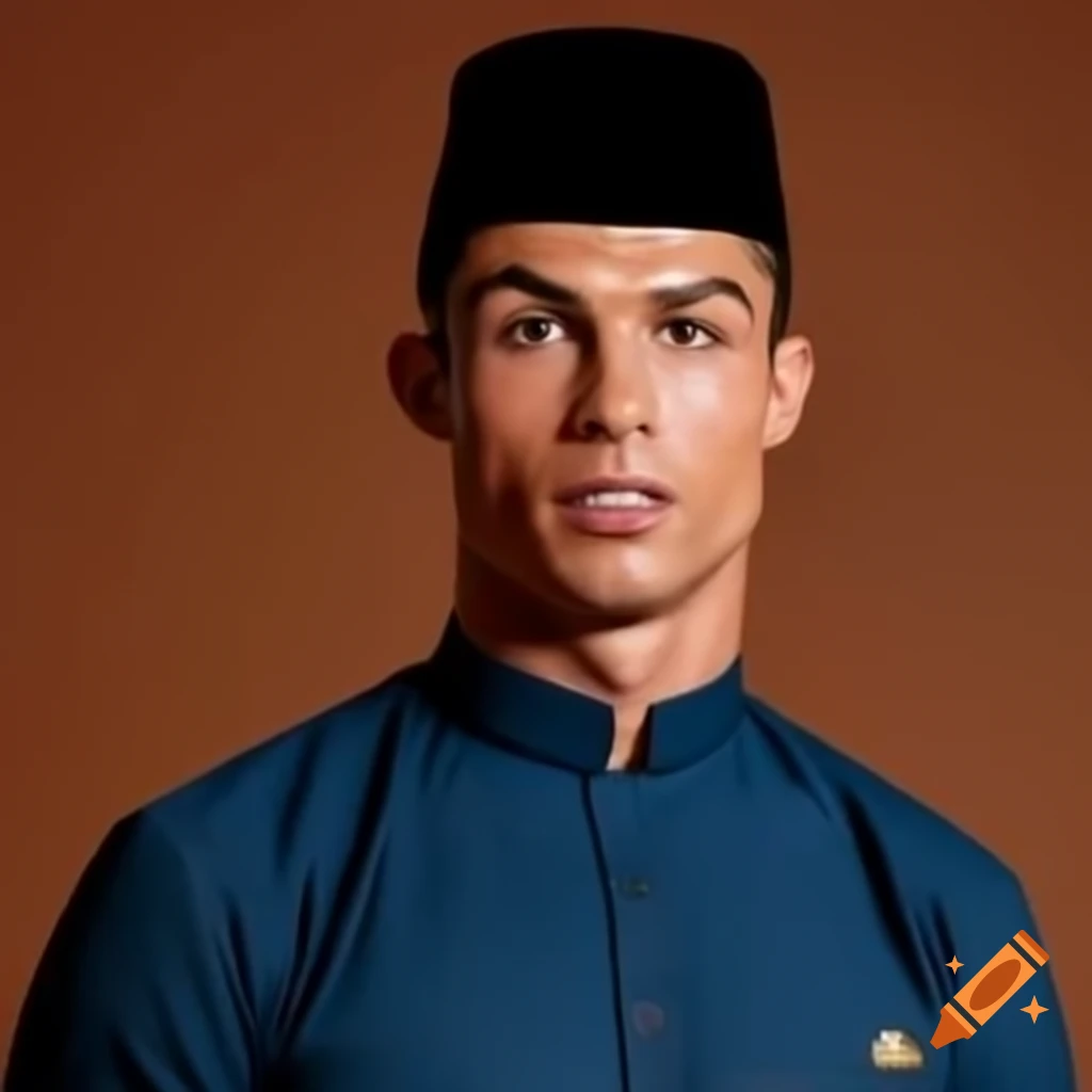 Cristiano Ronaldo wearing traditional Malay baju melayu outfit on Craiyon