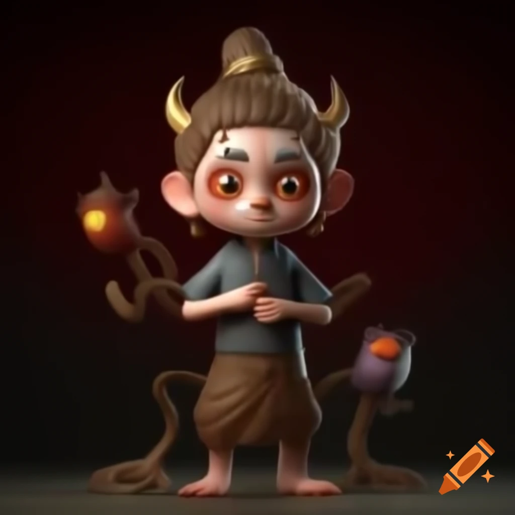 3D illustration of a child dressed as a friendly yet spooky demon ...