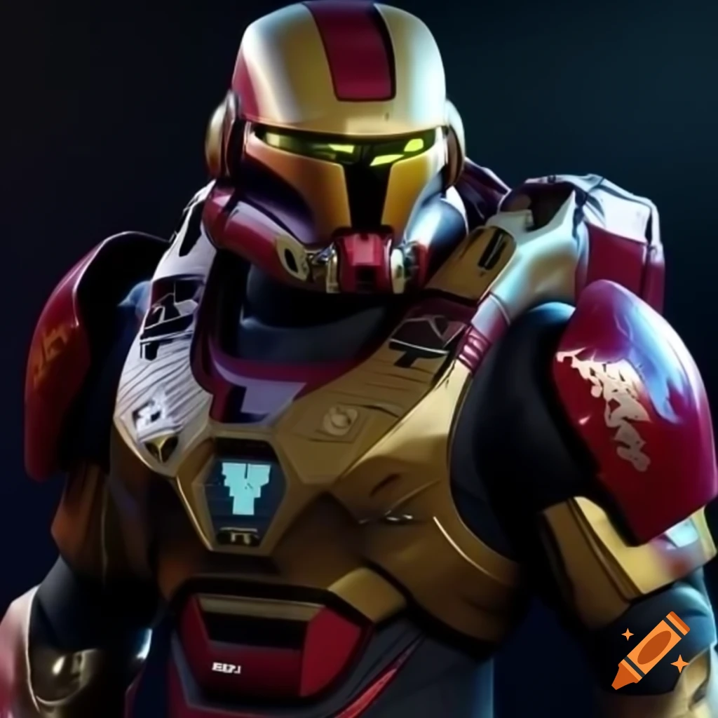 Close-up of modern soldier in Destiny exo armor with cyberpunk techwear ...