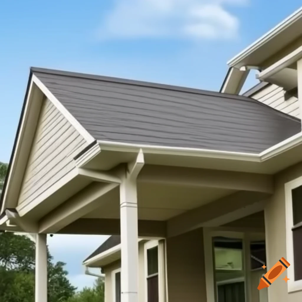 Porch featuring a bevel roof design on Craiyon
