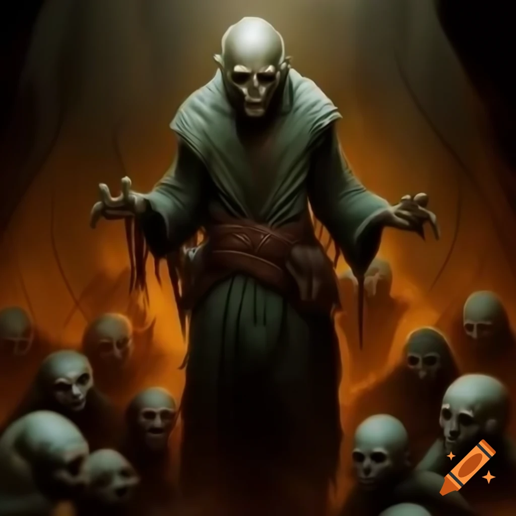 Zombie sorcerer summoning undead from crypt in medieval fantasy art on ...