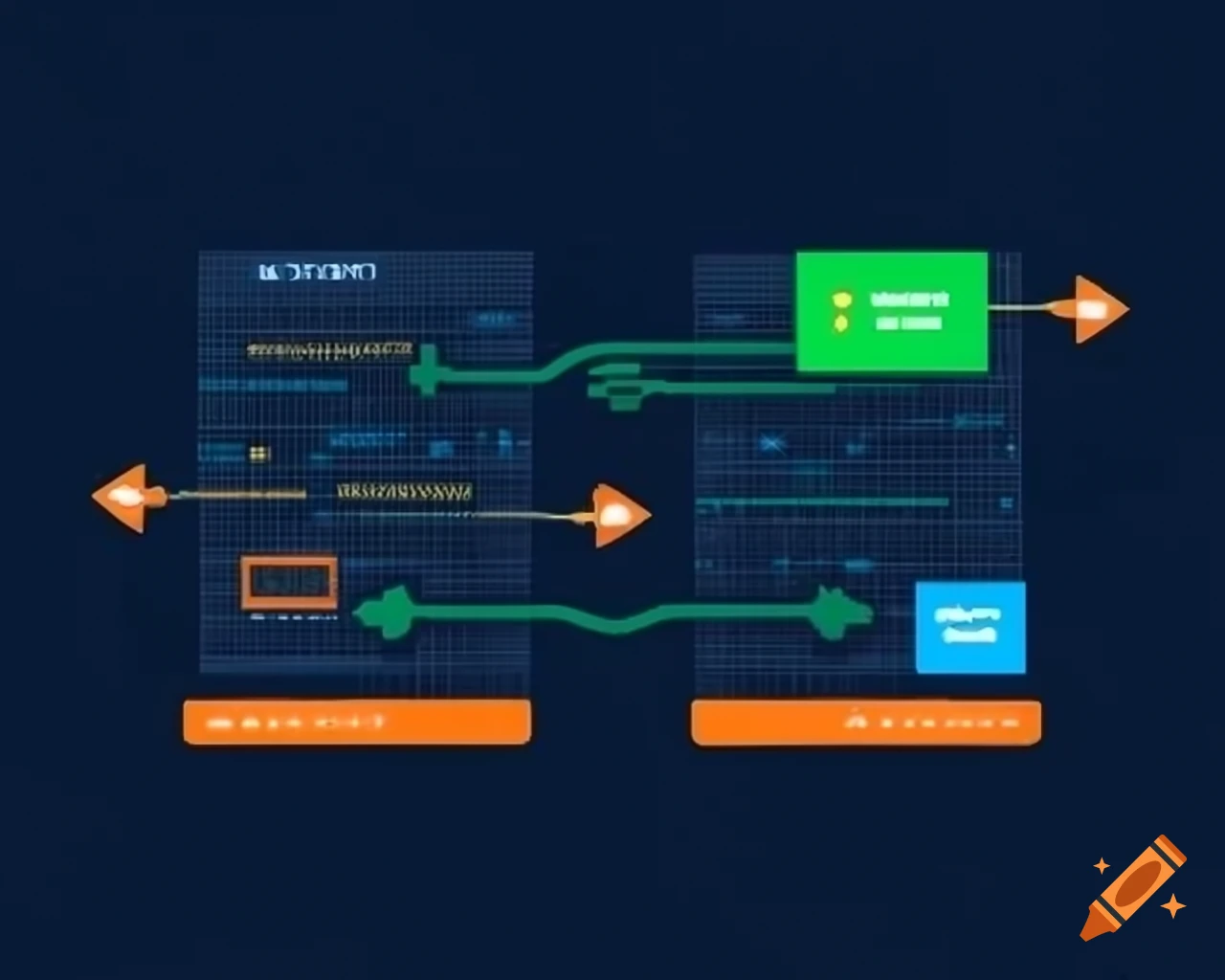 Split-screen illustration contrasting mvvm frameworks for wpf with caliburn micro on left on Craiyon