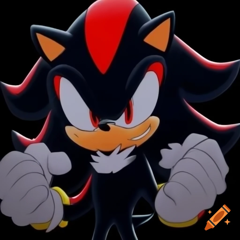 Cartoon illustration of Shadow the Hedgehog exuding confidence on Craiyon
