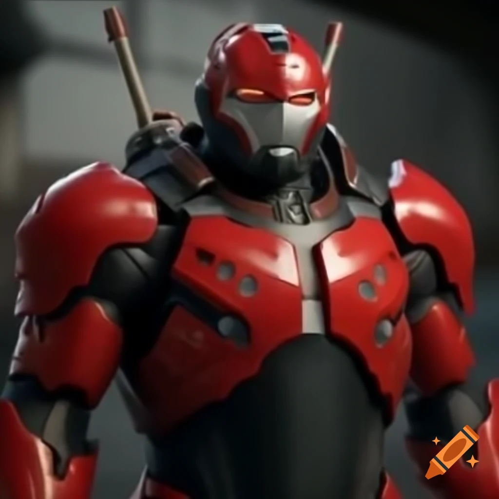 Realistic depiction of Baymax in red armor on Craiyon