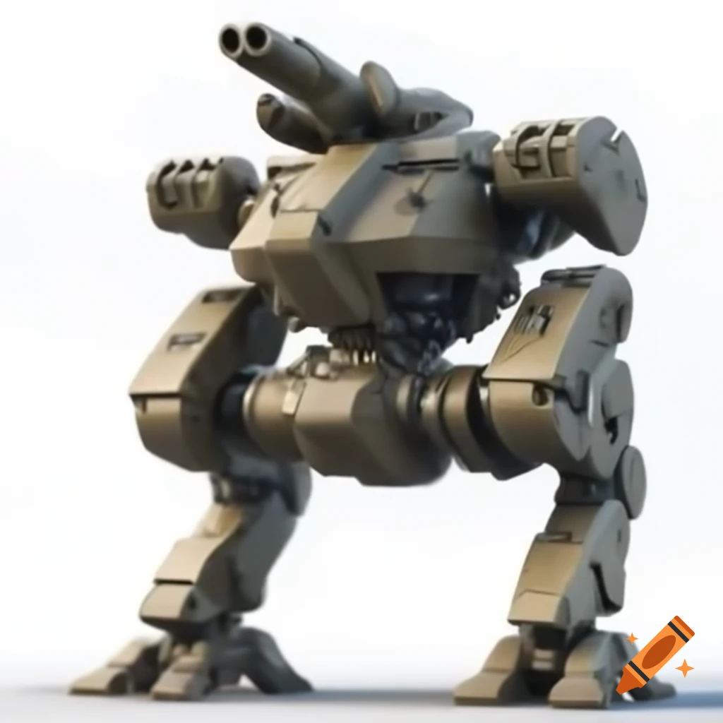 Military battle mech inspired by modern tanks on white background on ...