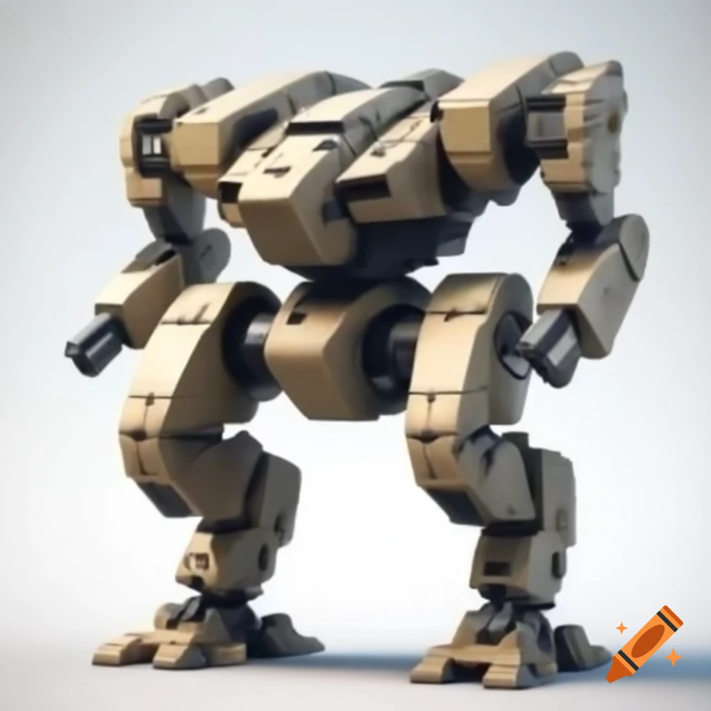 Sleek military battle mech inspired by tanks with rounded lines on Craiyon