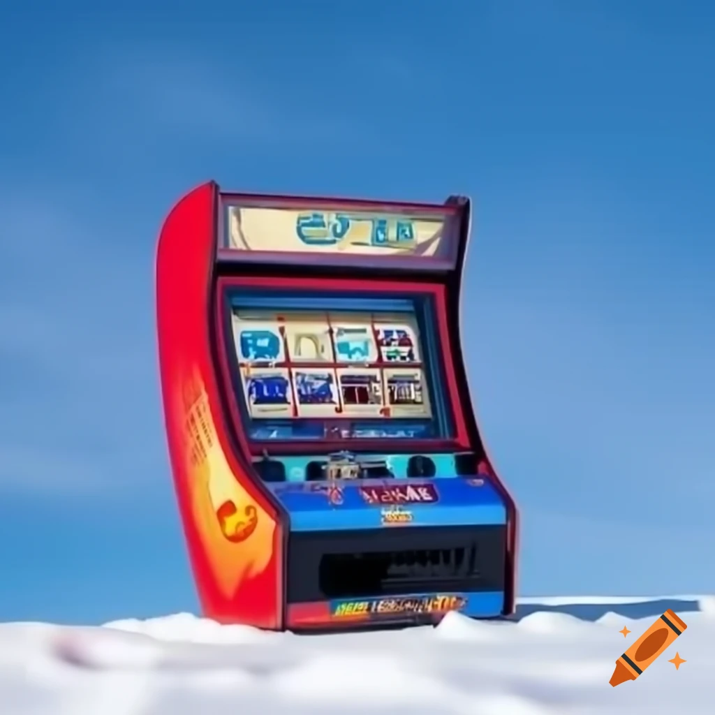 Slot machine surrounded by snow on Craiyon