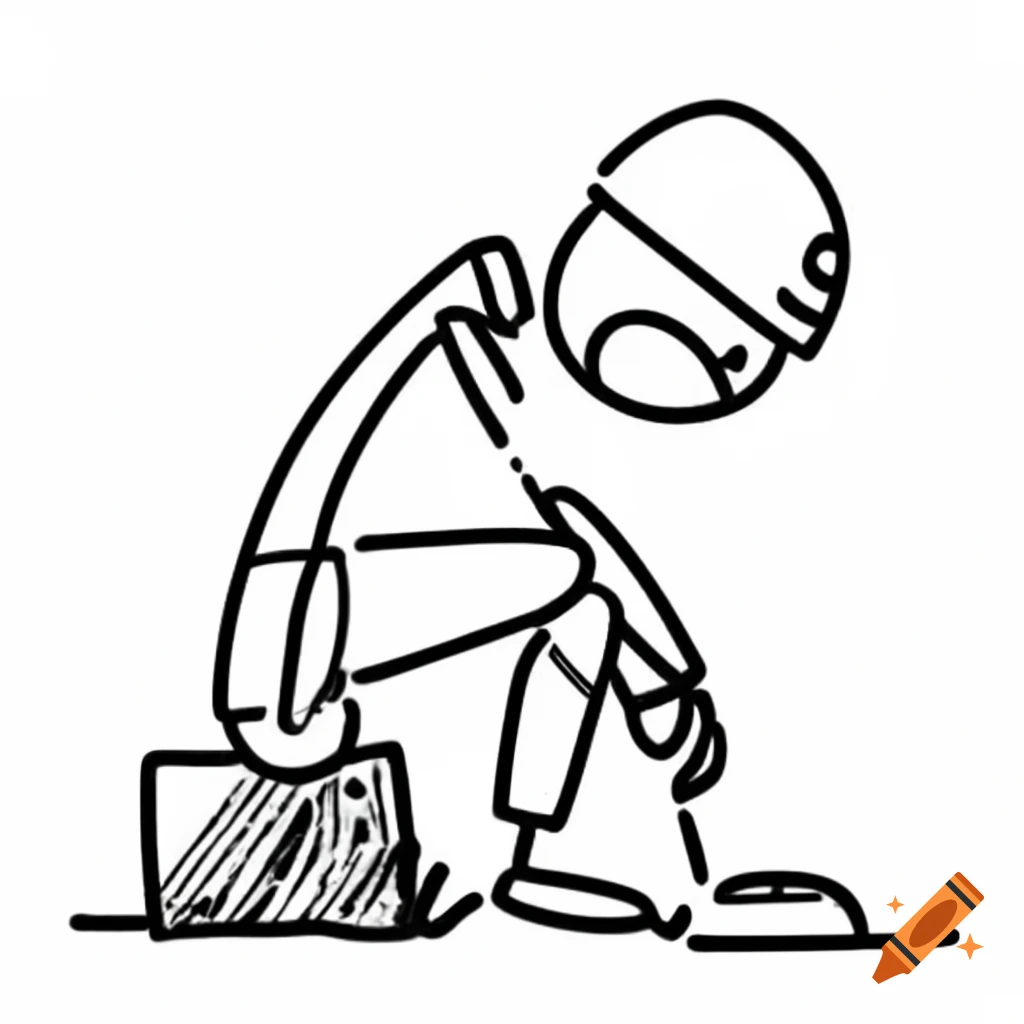 Stick figure soldier on rubble conveying sadness and loss on Craiyon