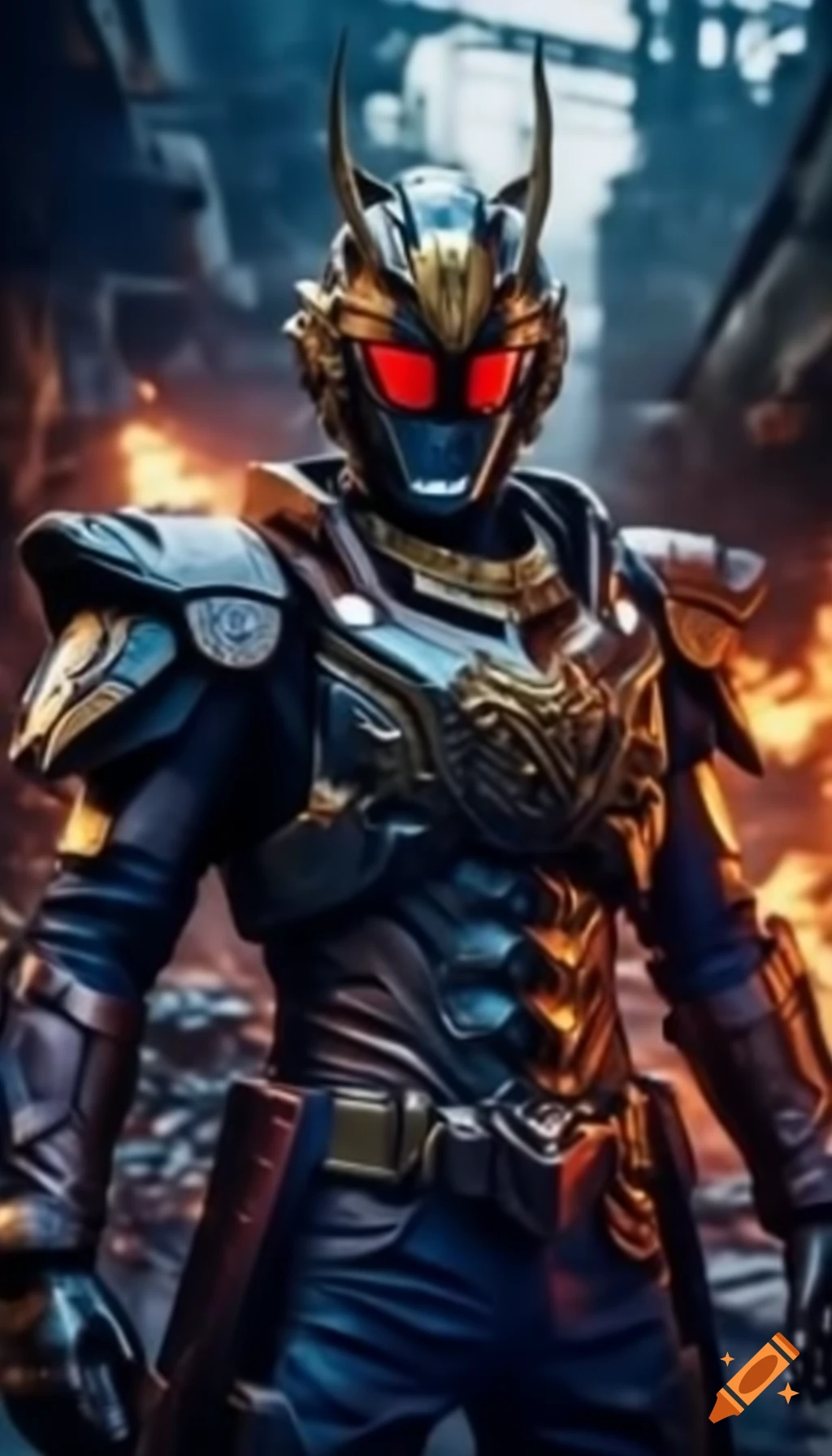 80s Japanese metal hero tokusatsu series poster in abandoned quarry ...