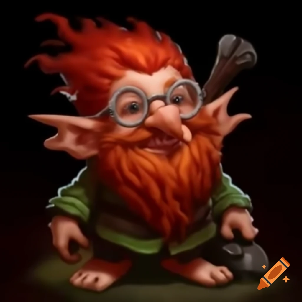 Gnome merchant Fizzlewick Quickwrench with fiery red hair and ...