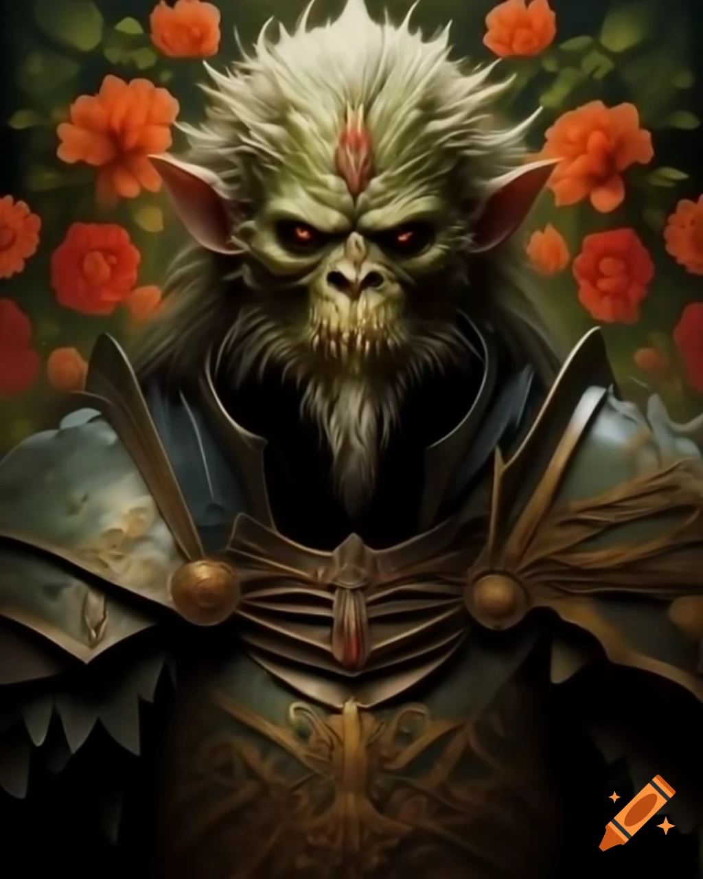 Plant knight in armor of plants and flowers, digital fantasy art on Craiyon