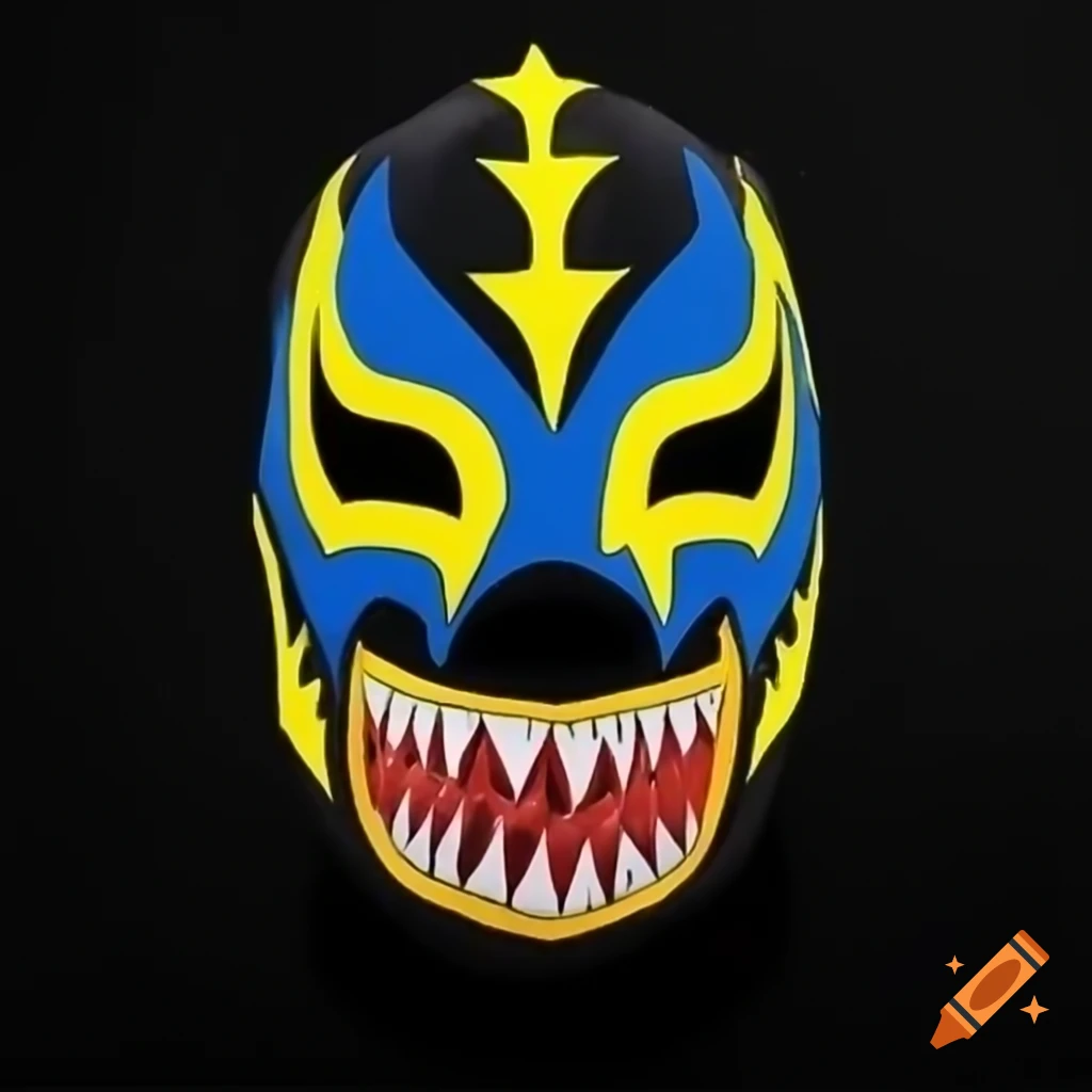 Concept art of Thunder Shark luchador mask with black and yellow ...