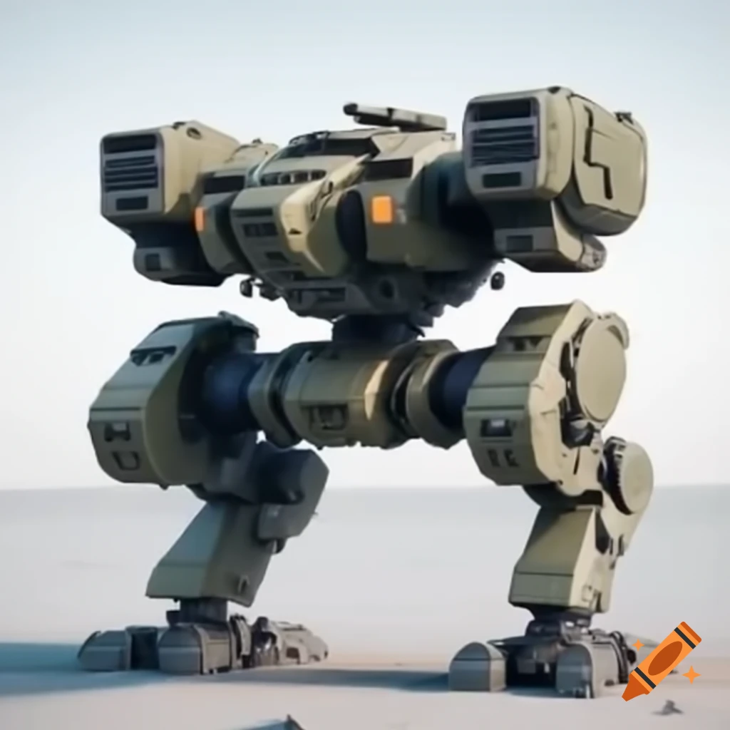 Streamlined recon mech design inspired by military tanks on white background on Craiyon