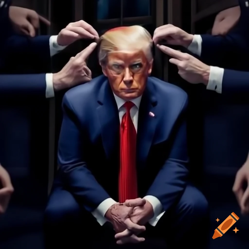 Donald Trump seated with head bowed in a moment of reflection on Craiyon