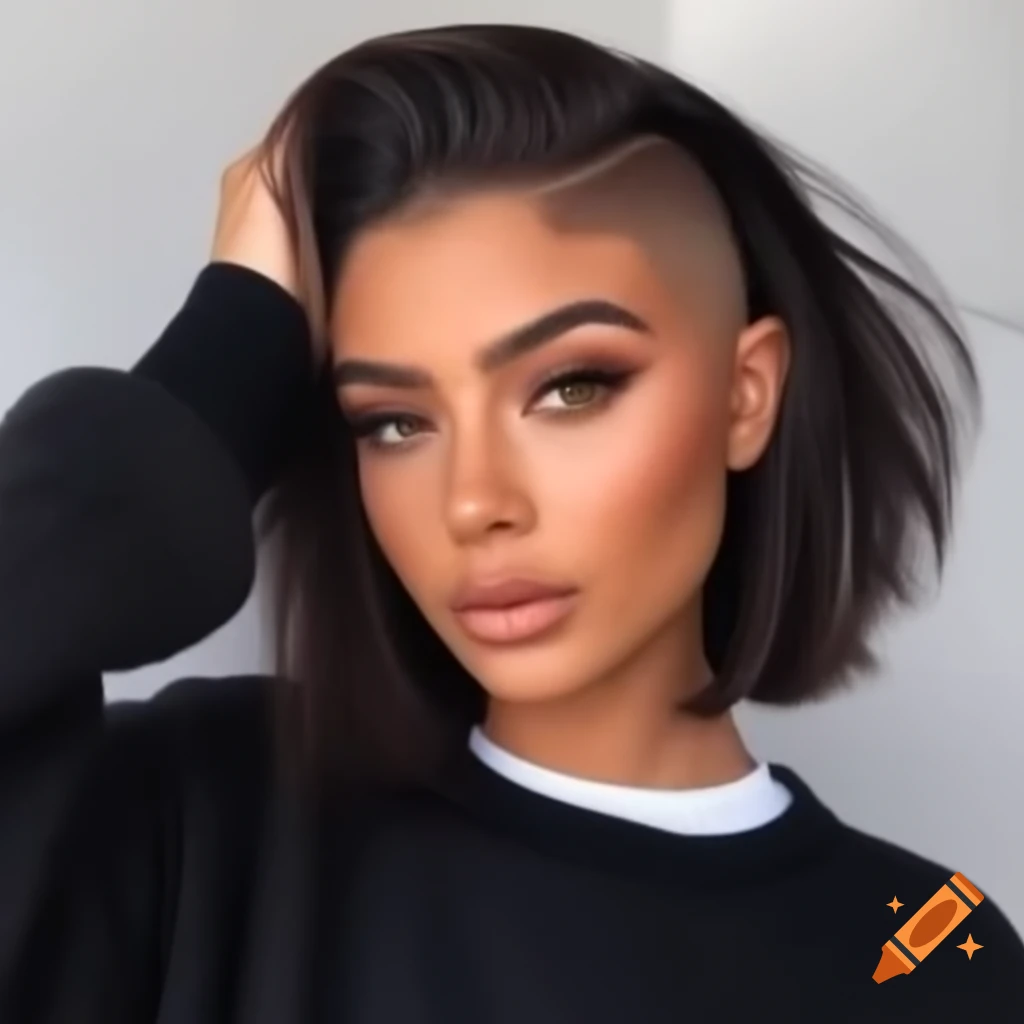 Mediterranean woman with thick dark brown hair in asymmetrical bob ...