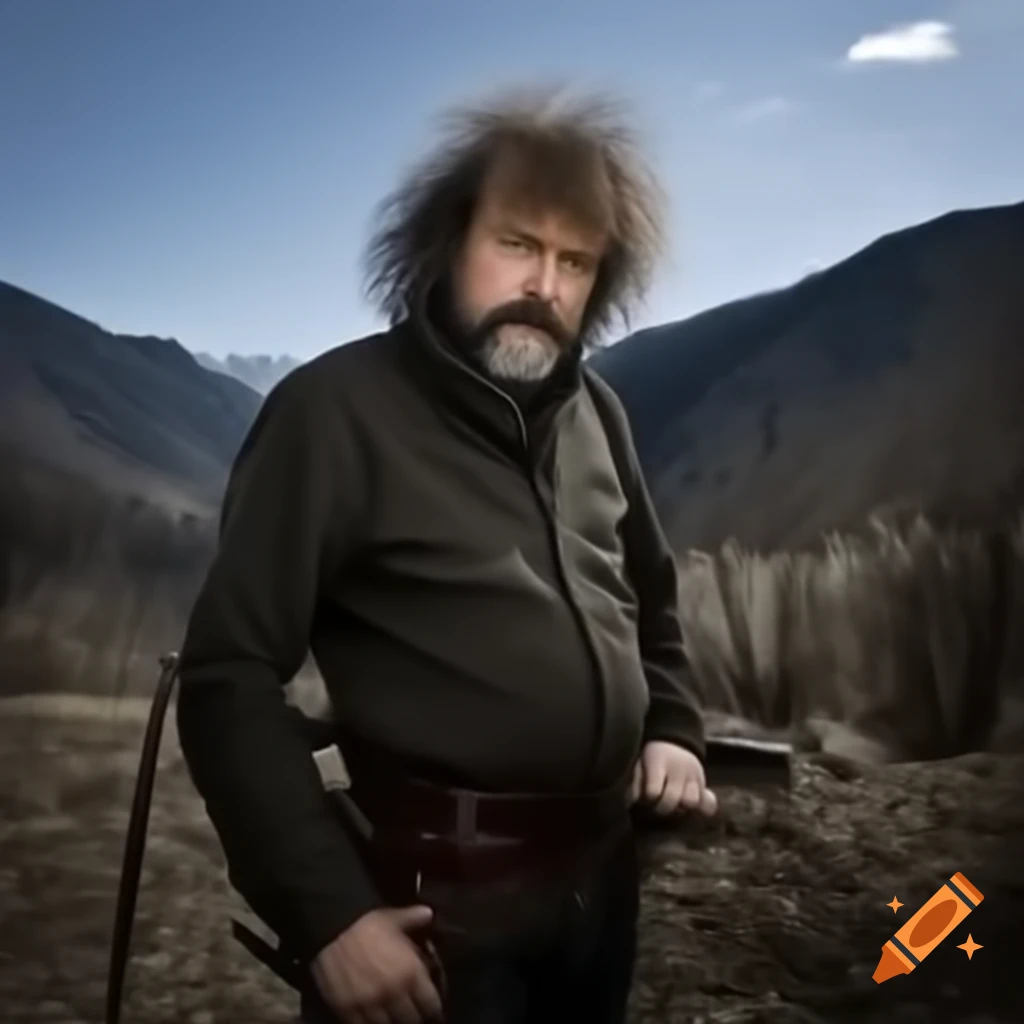 Robust man Atilio Herrera in medieval attire from 1035 with sun-kissed skin and dark curly hair ...