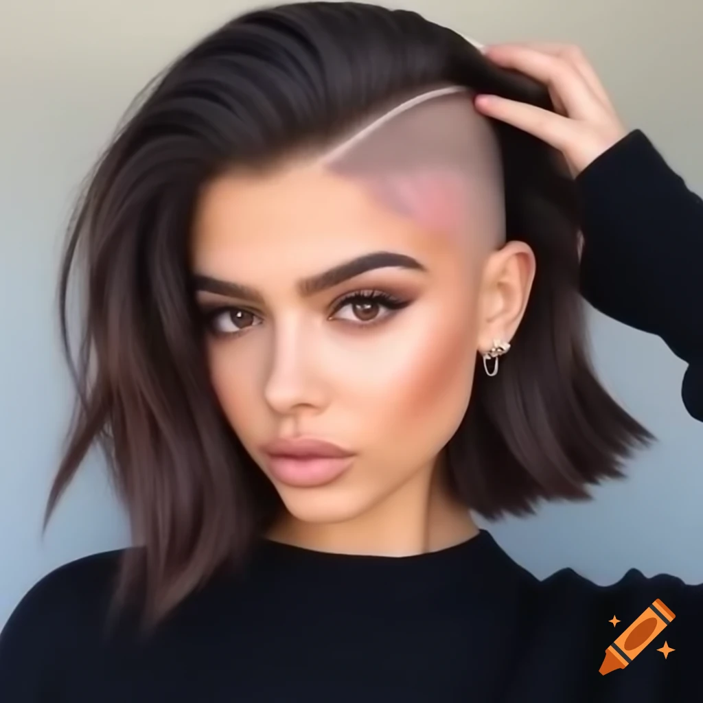 Mediterranean woman with thick dark brown hair in asymmetrical bob ...