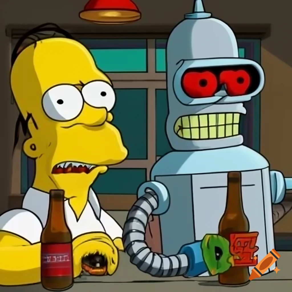 Cartoon characters Homer Simpson, Peter Griffin, Bender, and Rick ...