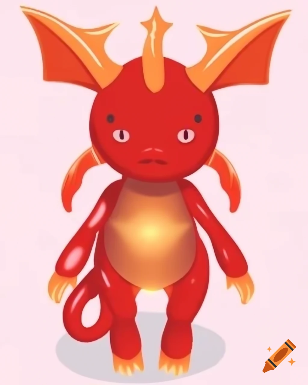 Giant red inflated dragon doll character with glossy and reflective ...