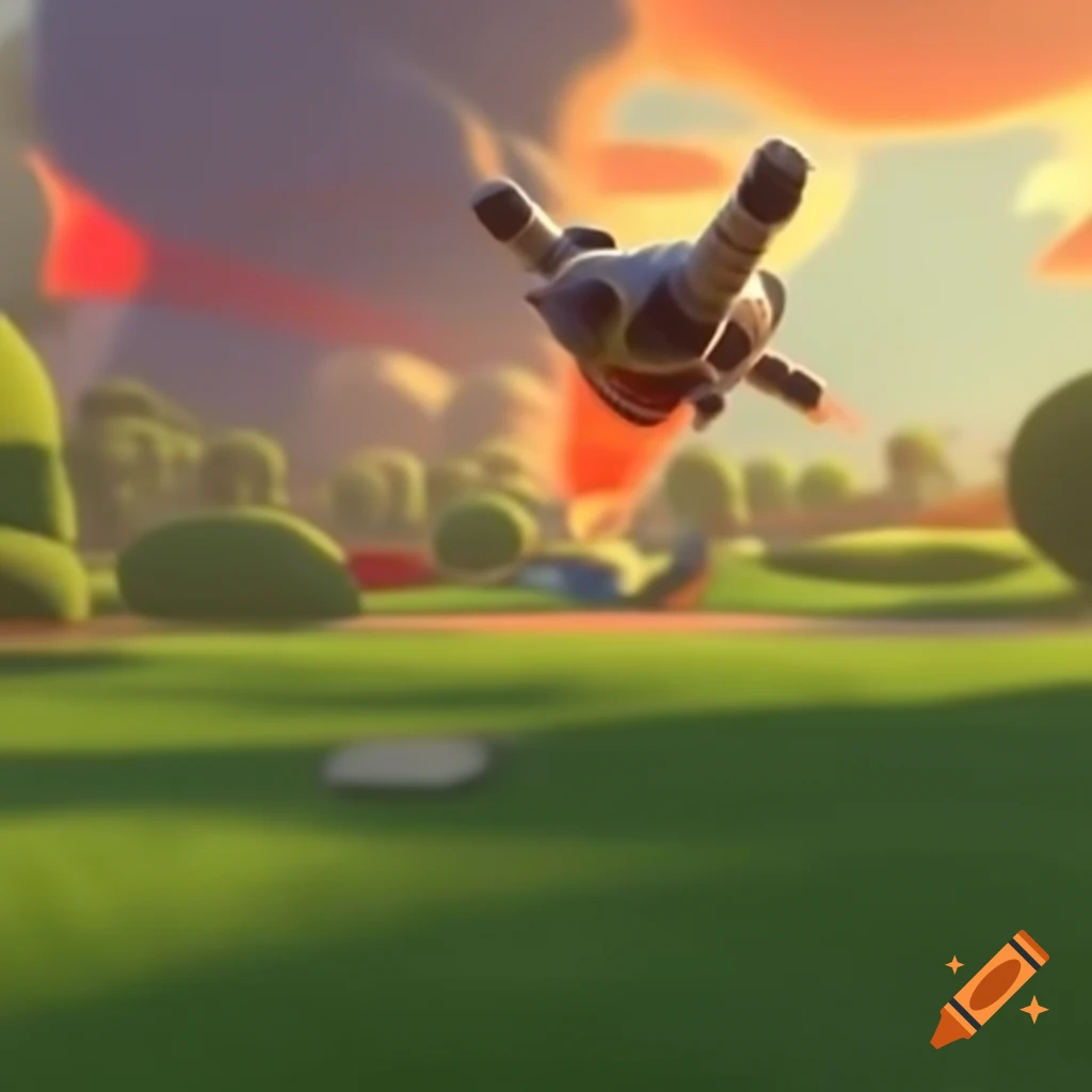 Buzz Lightyear flying in sky with playground below, afternoon sun ...