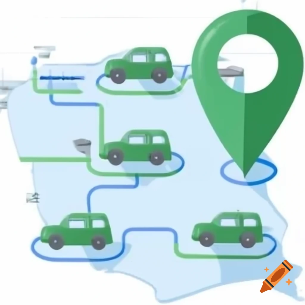 GPS tracking map showing real-time vehicle routes and fuel stops on Craiyon