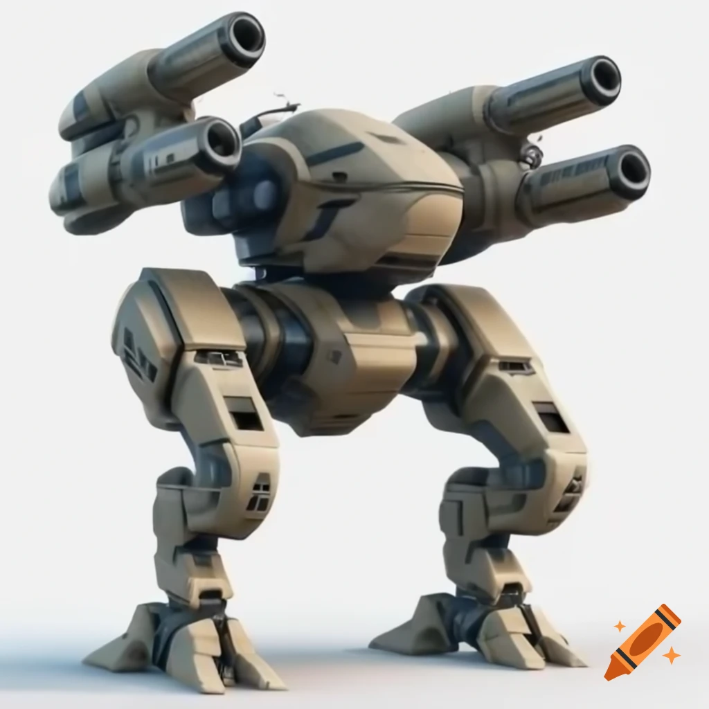 Futuristic sci-fi battle mech inspired by military tanks with missile ...