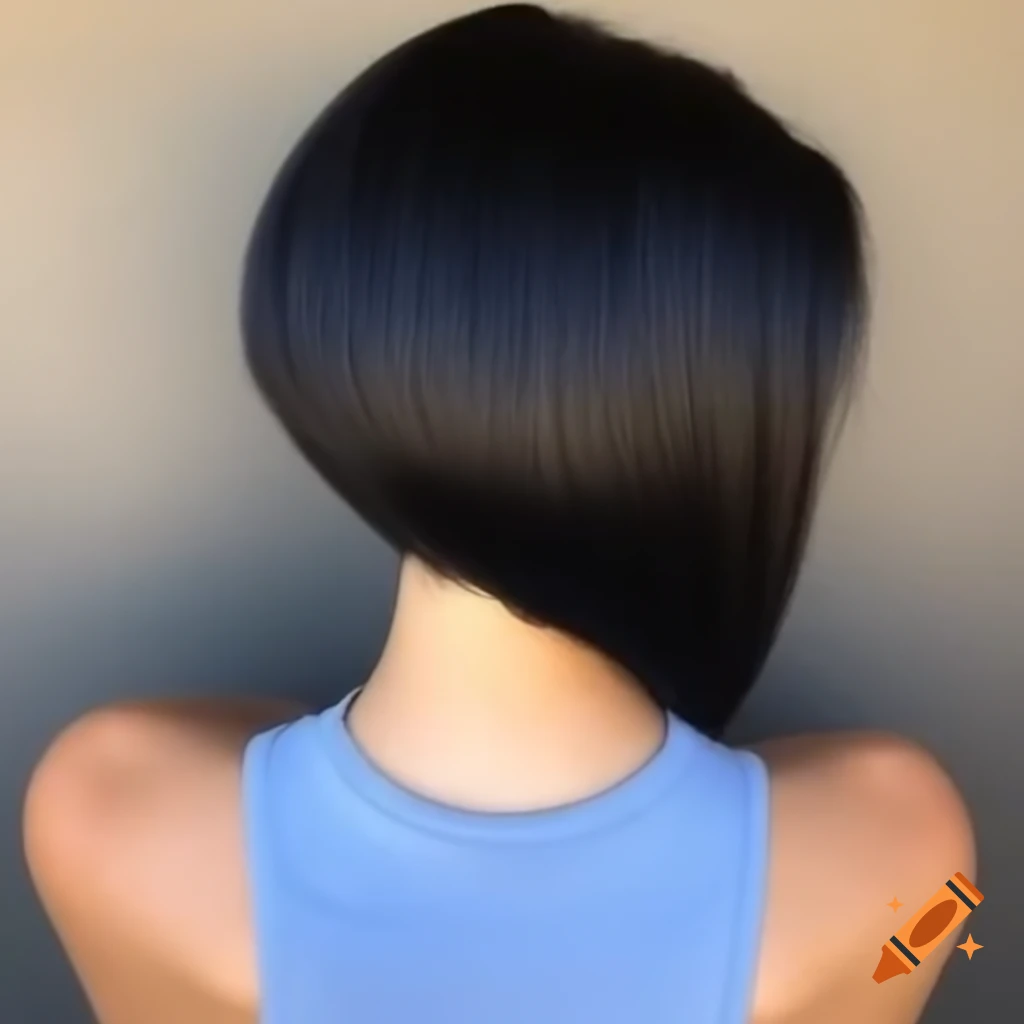 Stylish woman with thick shaved undercut angled bob haircut on Craiyon