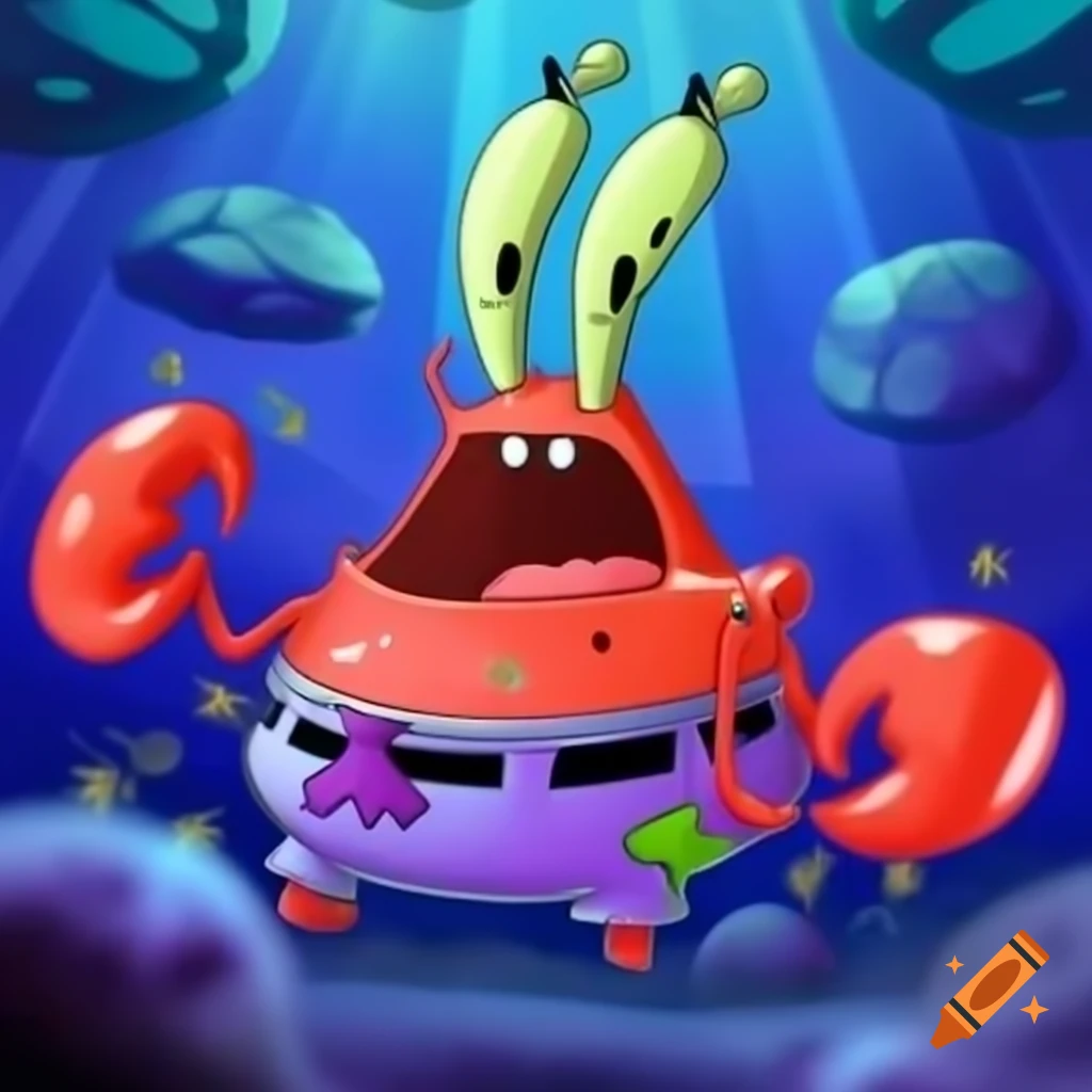 Mr. Krabs character in the Krusty Krab restaurant setting on Craiyon