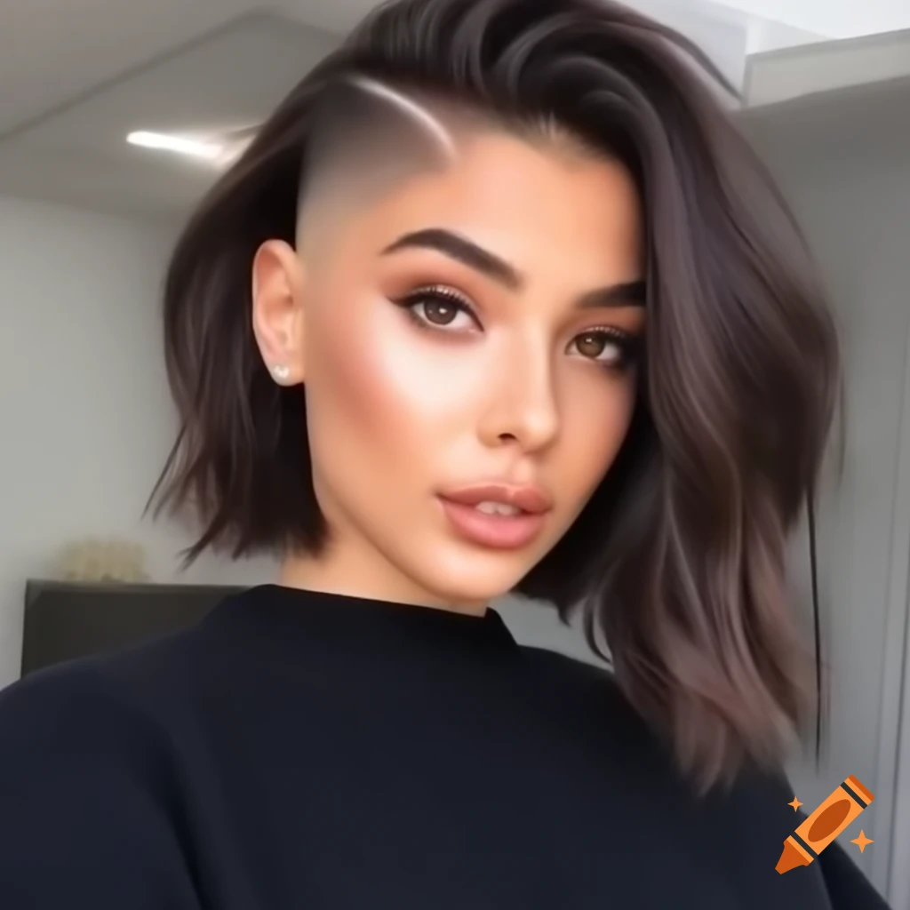 Mediterranean woman with thick dark brown hair in asymmetrical bob ...