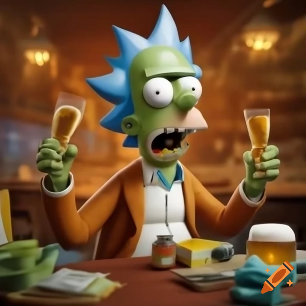 Cartoon characters Homer Simpson, Peter Griffin, Bender, and Rick ...