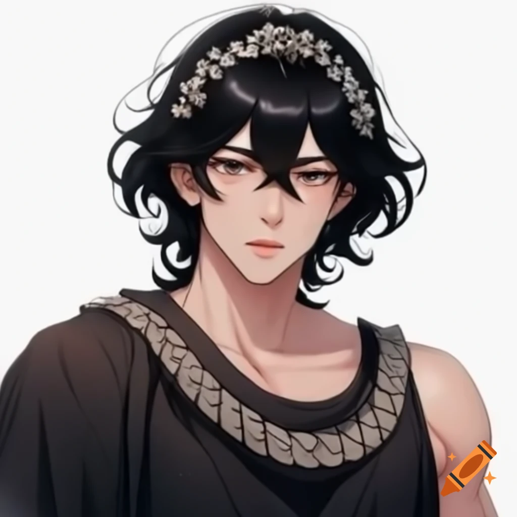Anime character of young man in Greek tunic with laurel crown on Craiyon