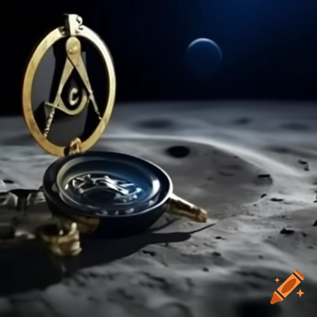 Freemason square and compass design on lunar surface on Craiyon