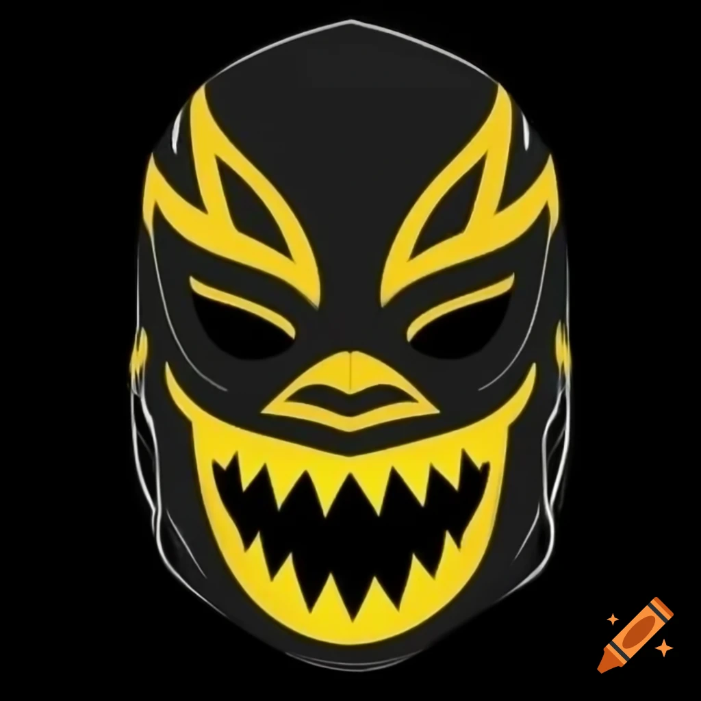 Concept art of Thunder Shark luchador mask with black and yellow ...