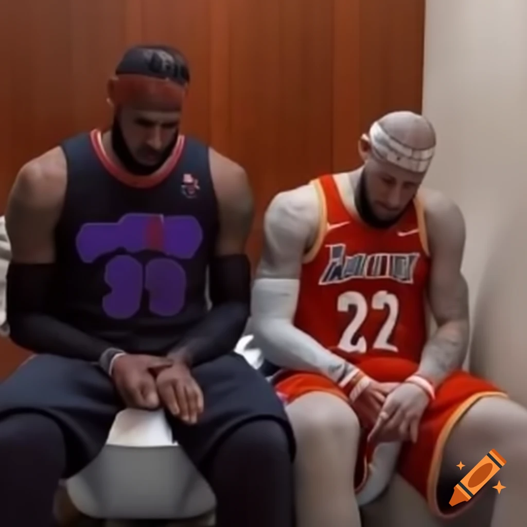 Pigeon with sad expression sitting on toilet next to LeBron James on ...