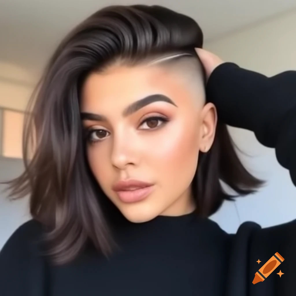 Mediterranean woman with thick dark brown hair in asymmetrical undercut ...