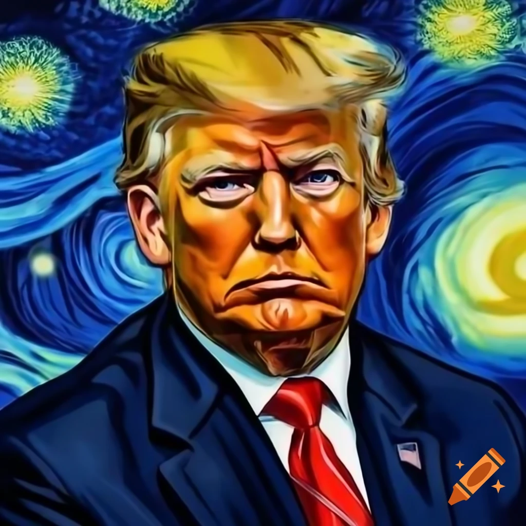 Captivating oil painting of Donald Trump in Van Gogh style with bold ...