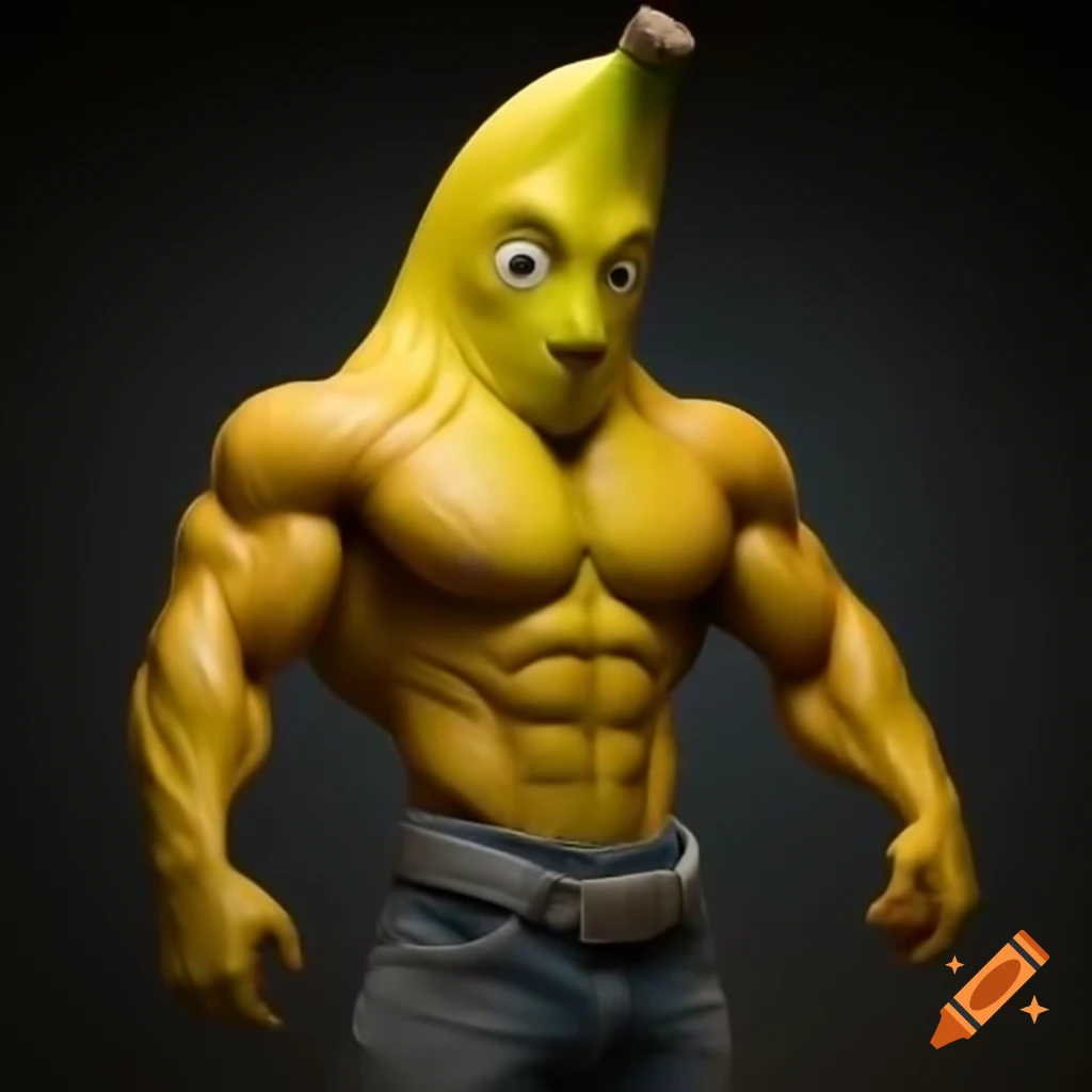 Realistic strong bodybuilder banana character in gangsta style on Craiyon